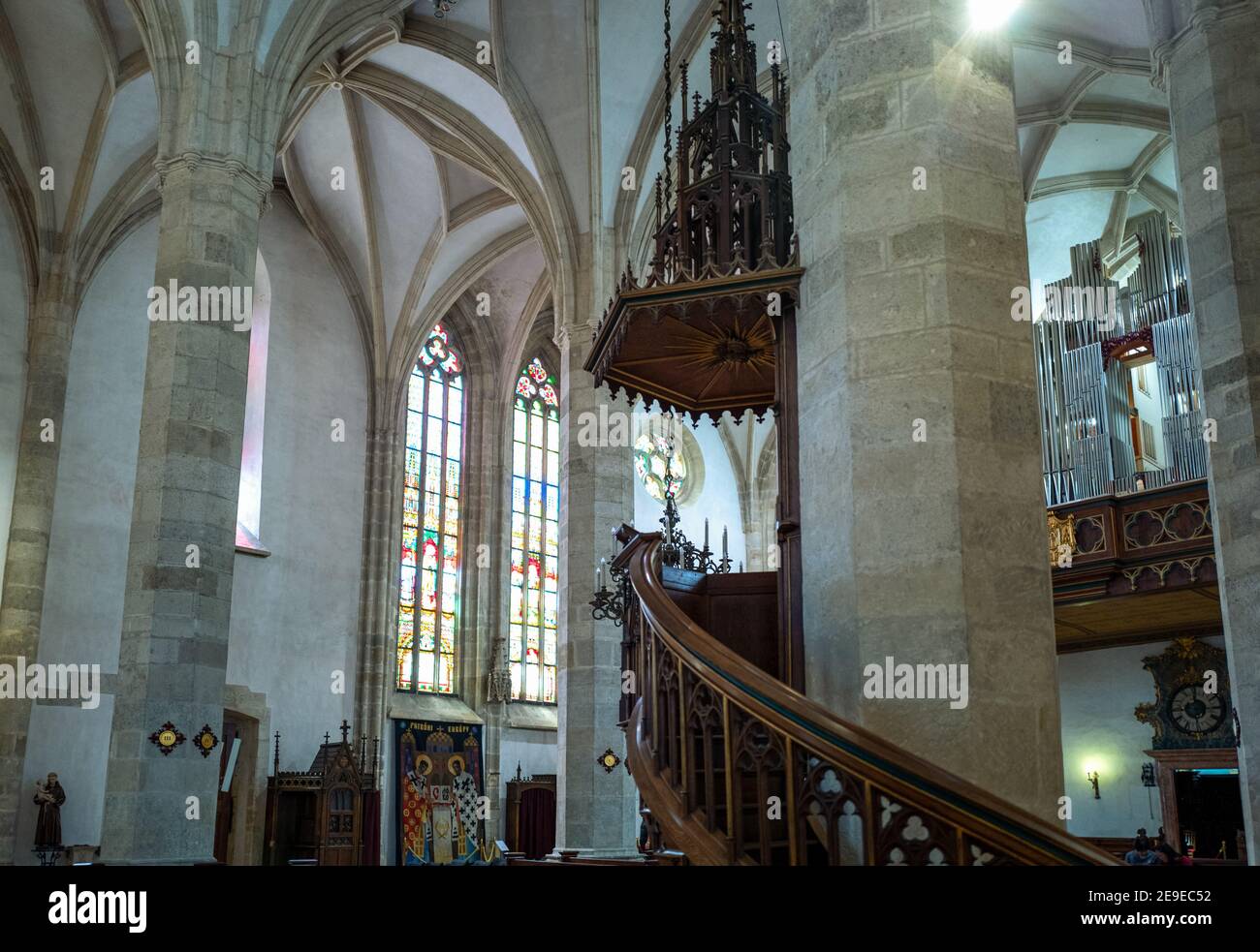 Bratislava, Slovakia - July 8, 2019: The wooden pulpit of the St ...