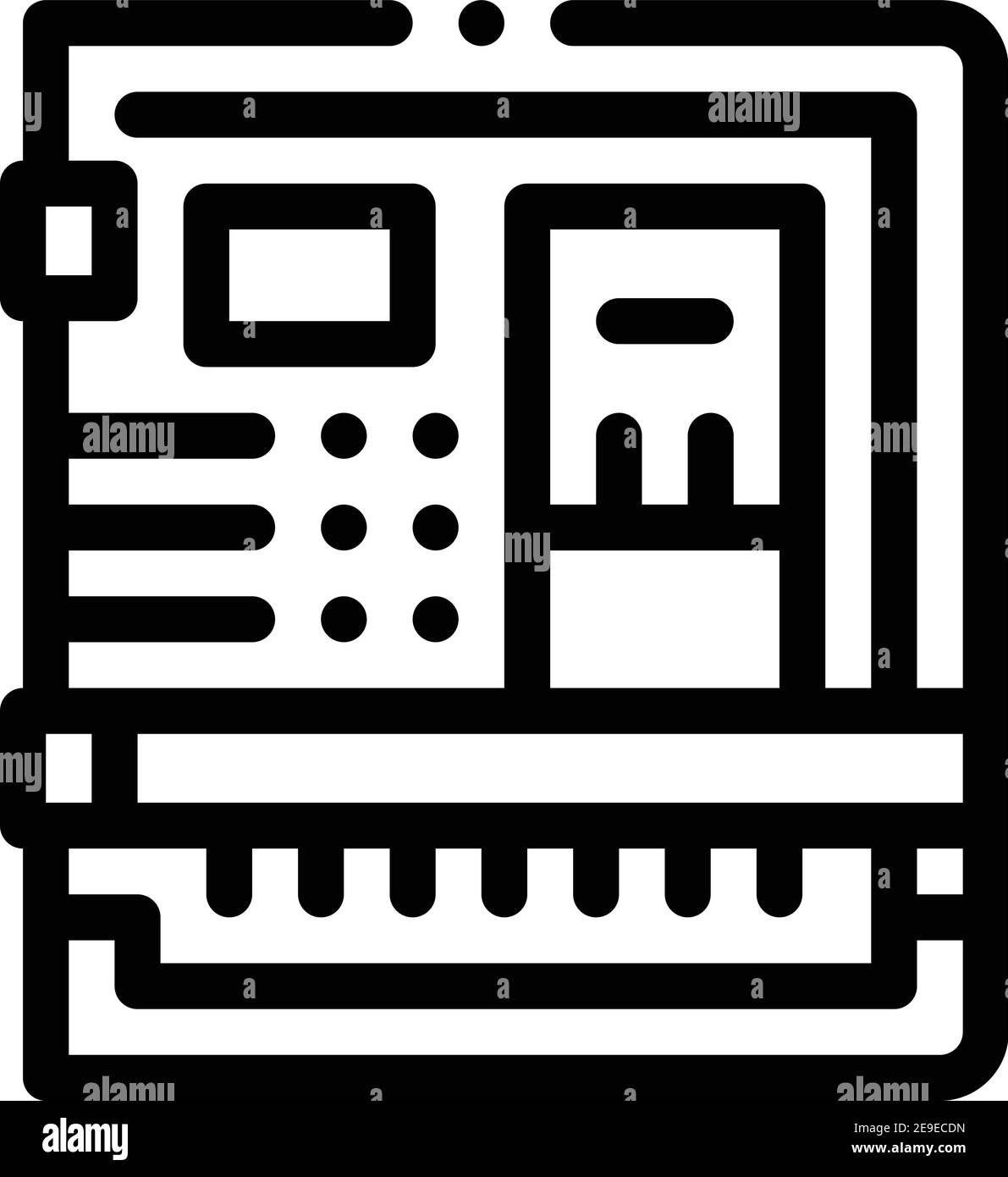 back of computer system with ports black icon vector illustration Stock ...