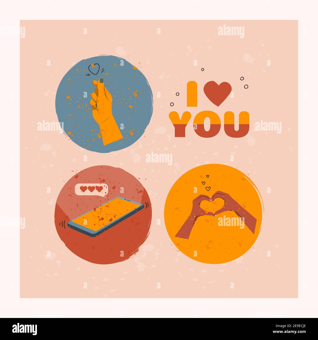 Set of modern icons. Concept of romantic and love. Hands folded in a ...