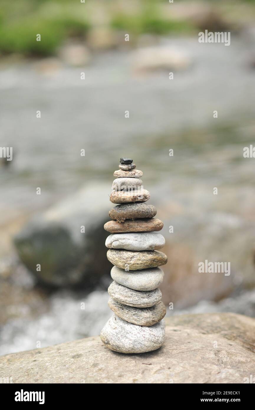 Composition of balanced stones on the rock Stock Photo - Alamy