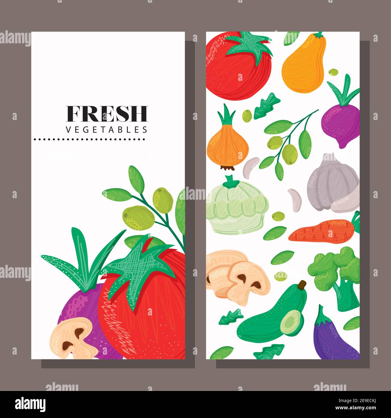 pattern of vegetables healthy food in banner and lettering vector ...