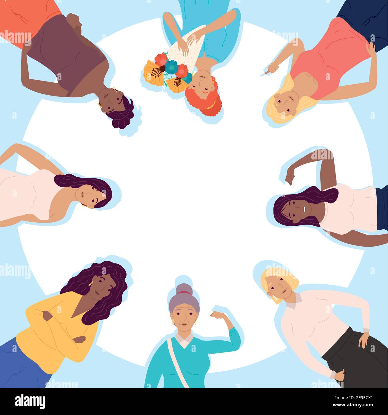 group of diversity girls characters around vector illustration design ...