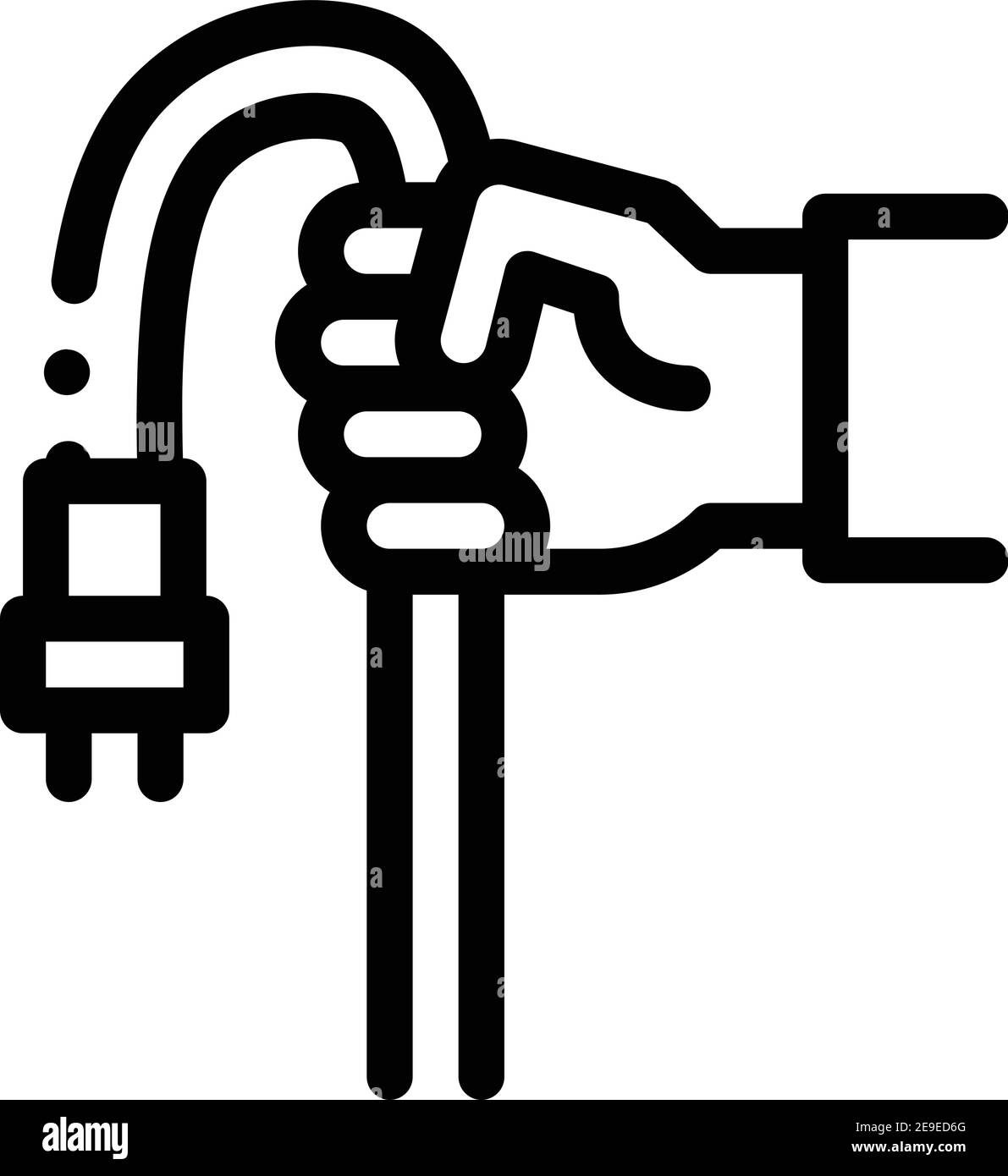 hand holding cable black icon vector illustration Stock Vector Image ...