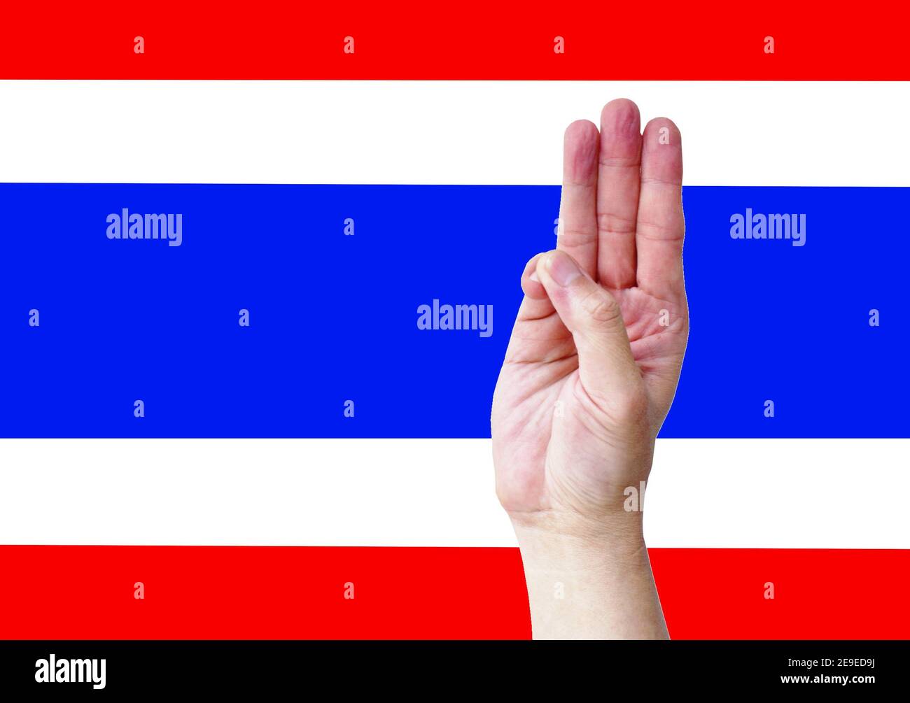 hand with three finger symbol for Thai youngbloods and students ...