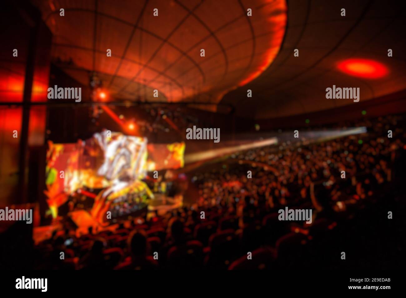 Abstract blurred background of big esports gaming event at big arena ...