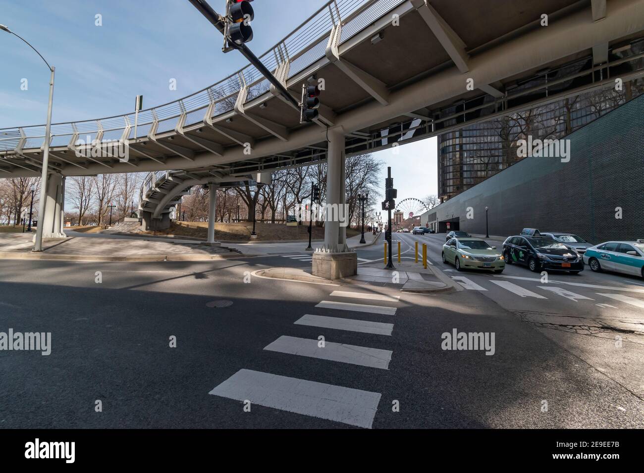 Chicago IL, USA - March 2019: View of E Grand avenue and N Lake Shore ...