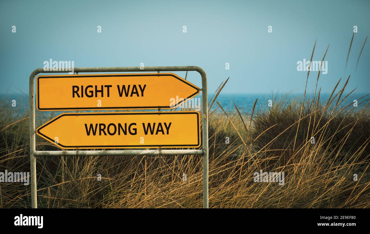 Street Sign RIGHT WAY versus WRONG WAY Stock Photo - Alamy