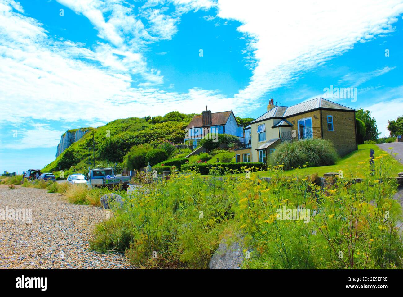 Street view of Kingsdown-a village on the English Channel coast of Kent ...