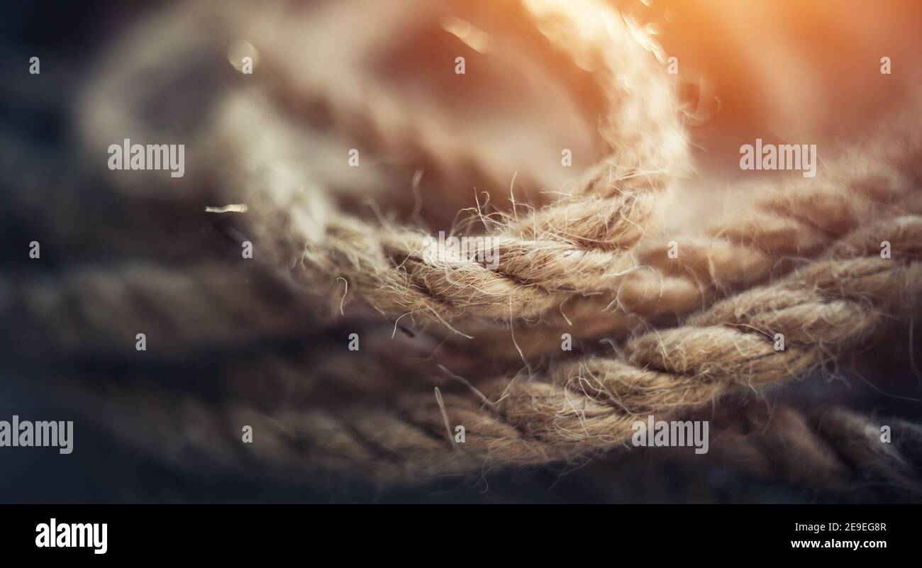 Rope close-up. Detail look of ropes texture as a background. Heavy duty ...