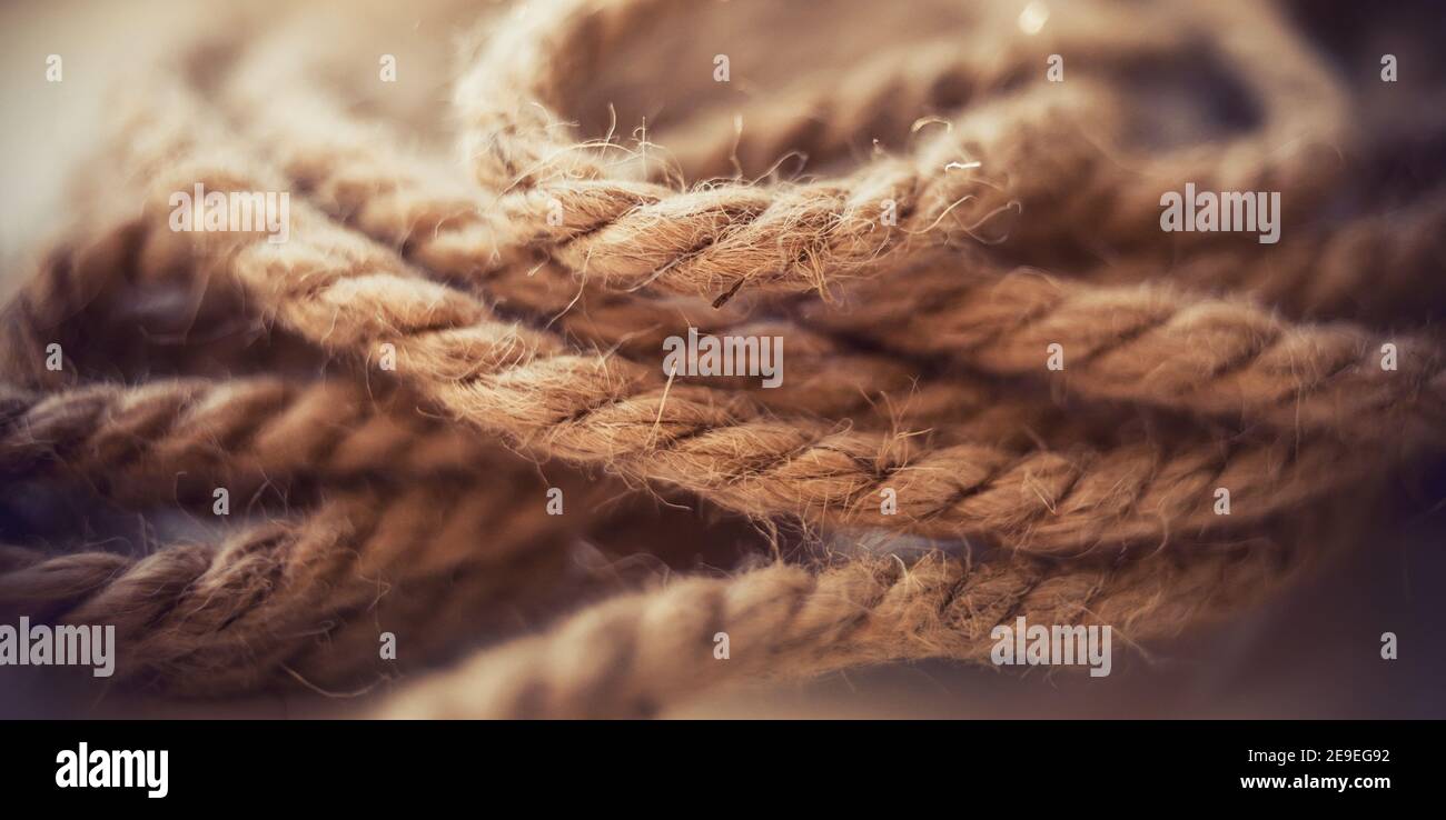Brown rope close-up. Detail look of ropes texture as a background Stock ...