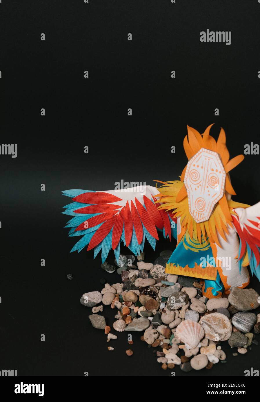 Shaman doll on a black background. Occult attributes, top view. Mistic ...