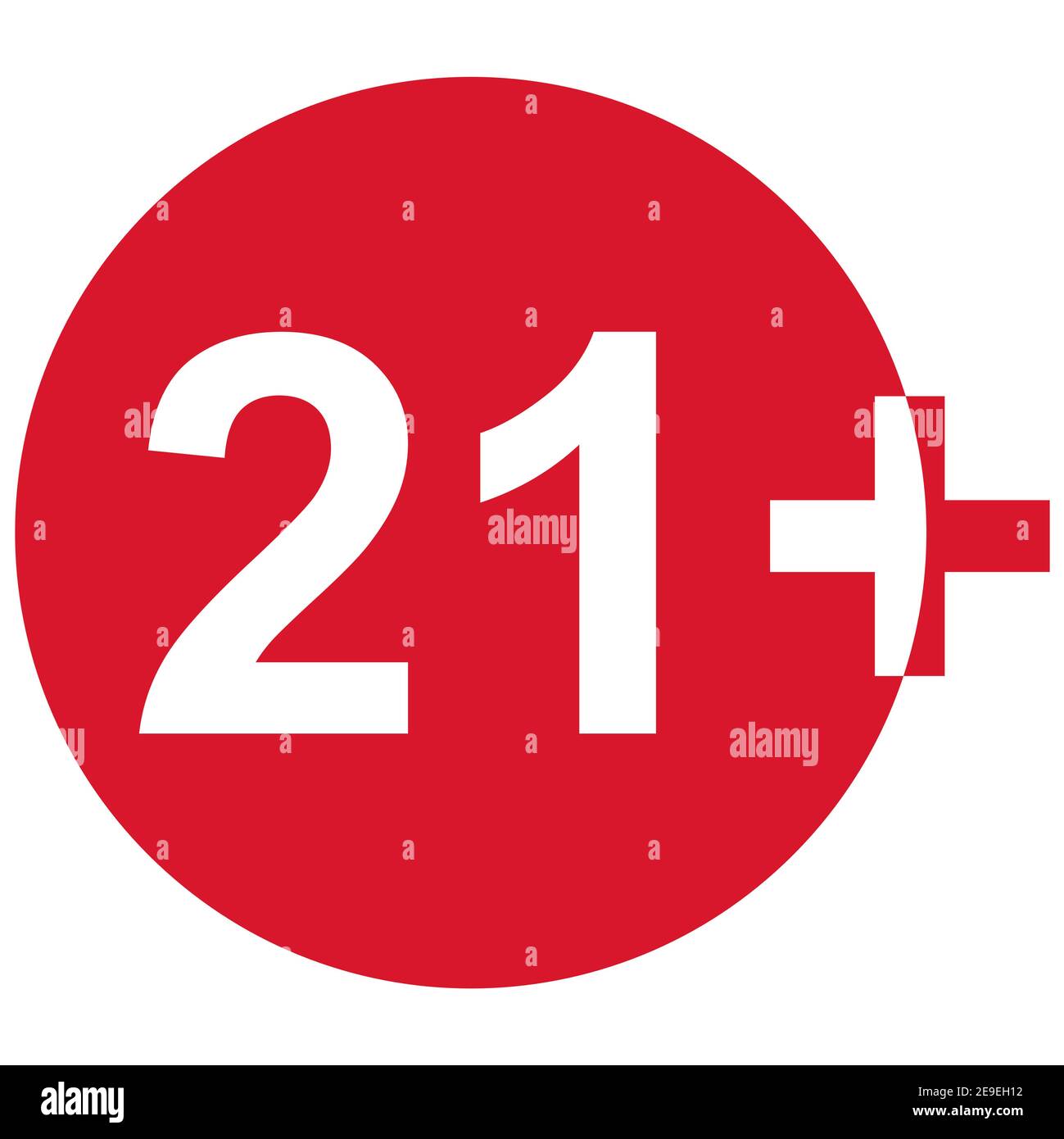 21+ restriction flat sign isolated in red circle. Age limit symbol. No ...
