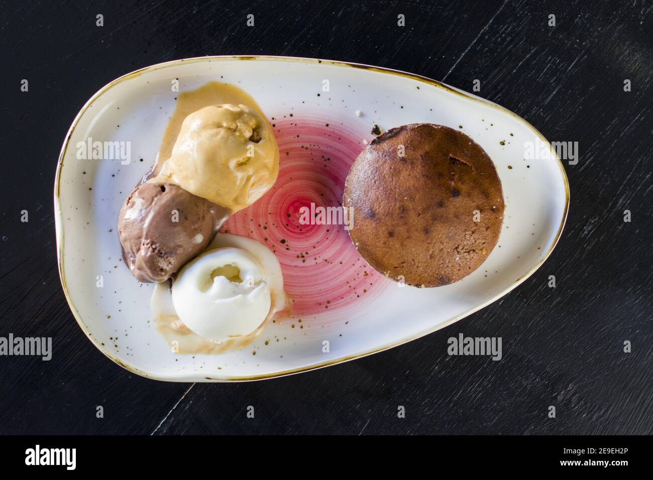 Top view of Volcano dessert with ice cream Stock Photo - Alamy