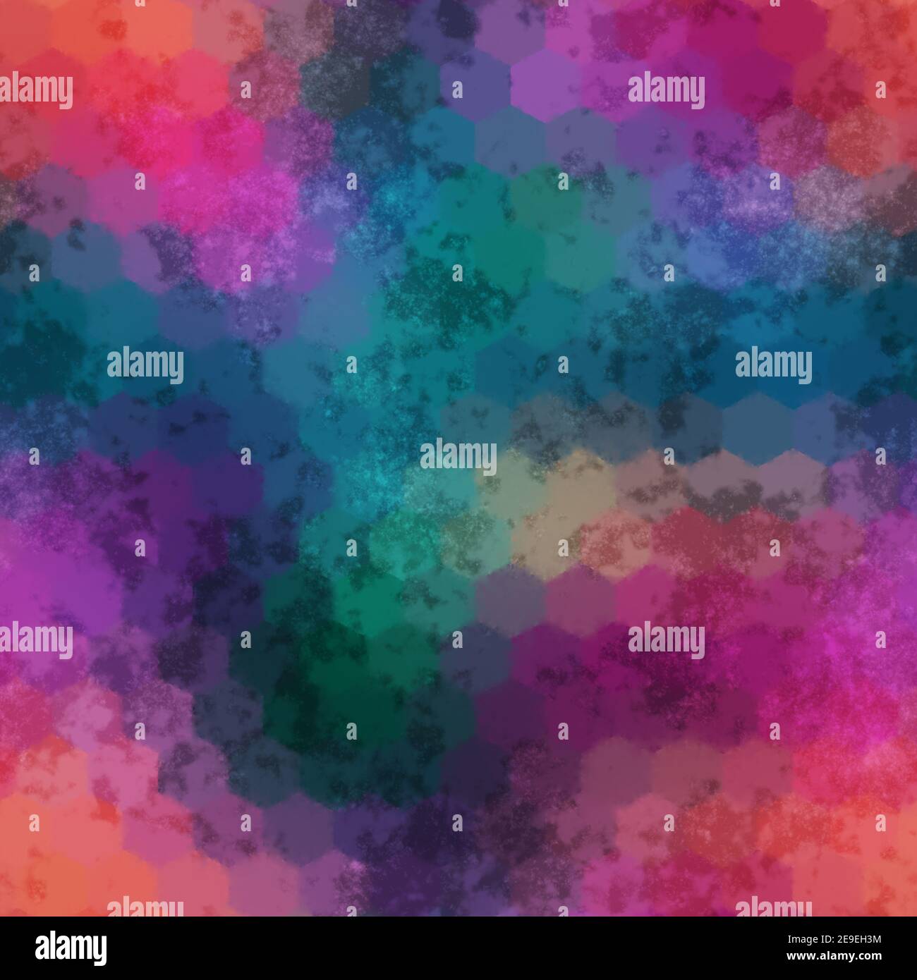 Seamless hexagon geo grid colorful grungy pattern Stock Photo - Alamy