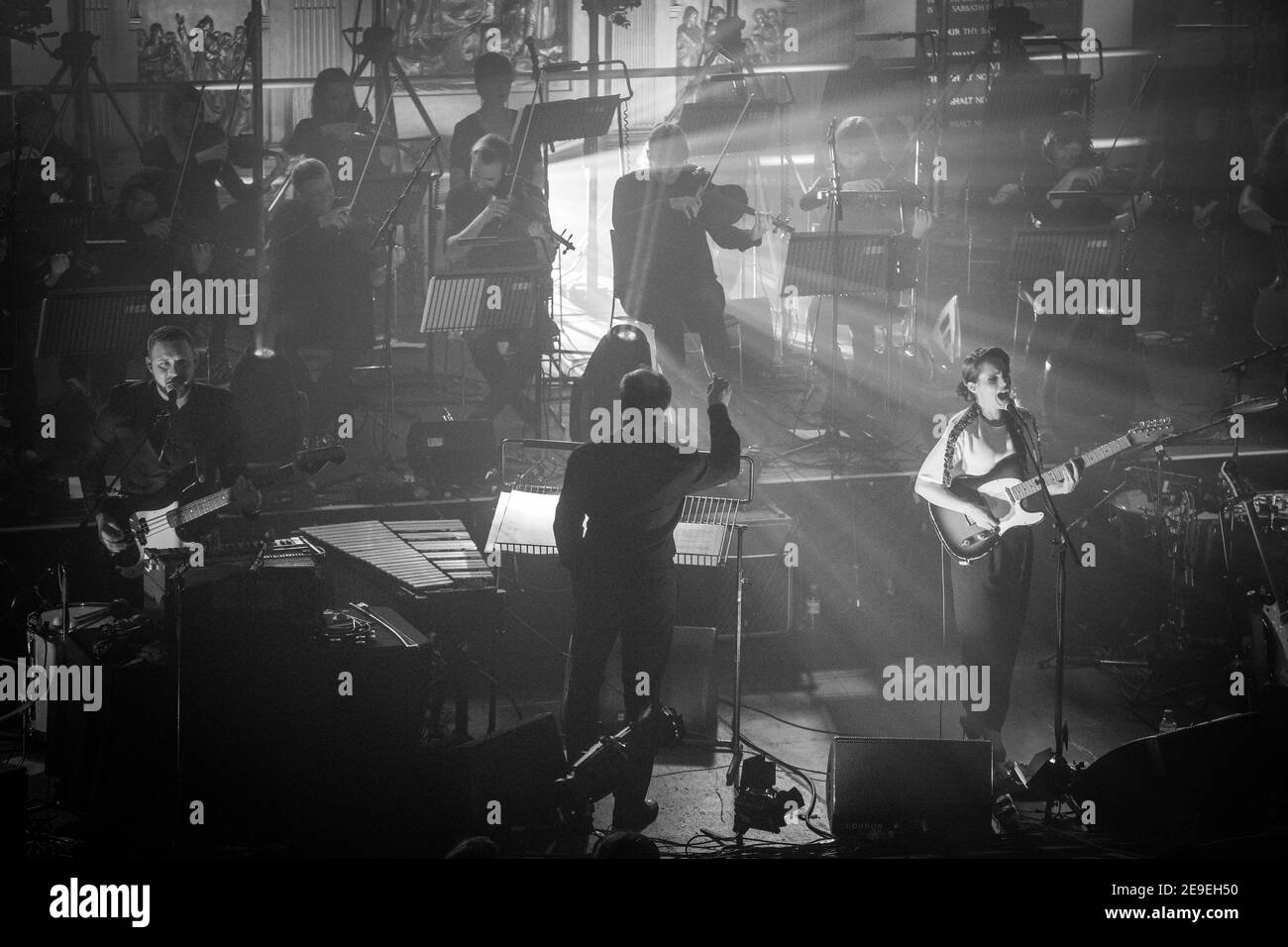 Anna Calvi performing live on stage with the Heritage Orchestra at the ...