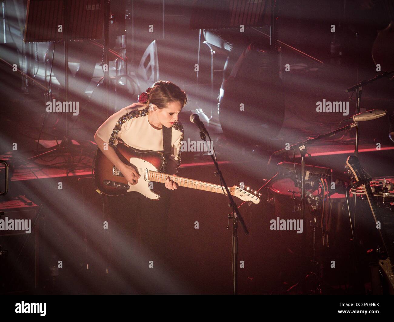 Anna Calvi performing live on stage with the Heritage Orchestra at the ...