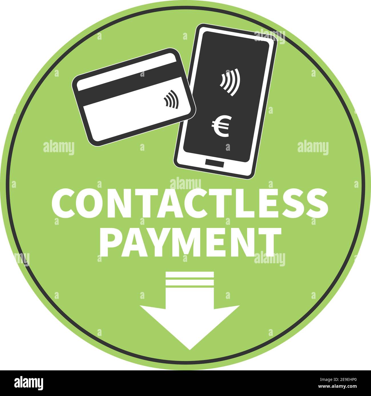 round contactless payment sign or sticker with smartphone and credit ...
