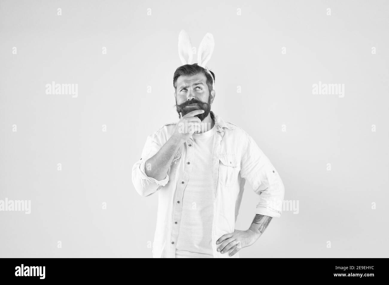 Let me think. Man long rabbit ears. Bearded man Easter rabbit costume ...