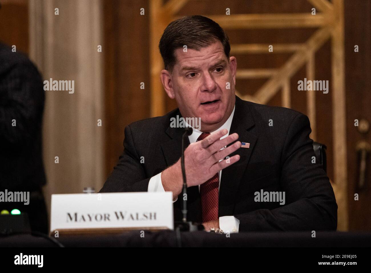 Labor secretary nominee Marty Walsh testifies on Capitol Hill, Thursday ...