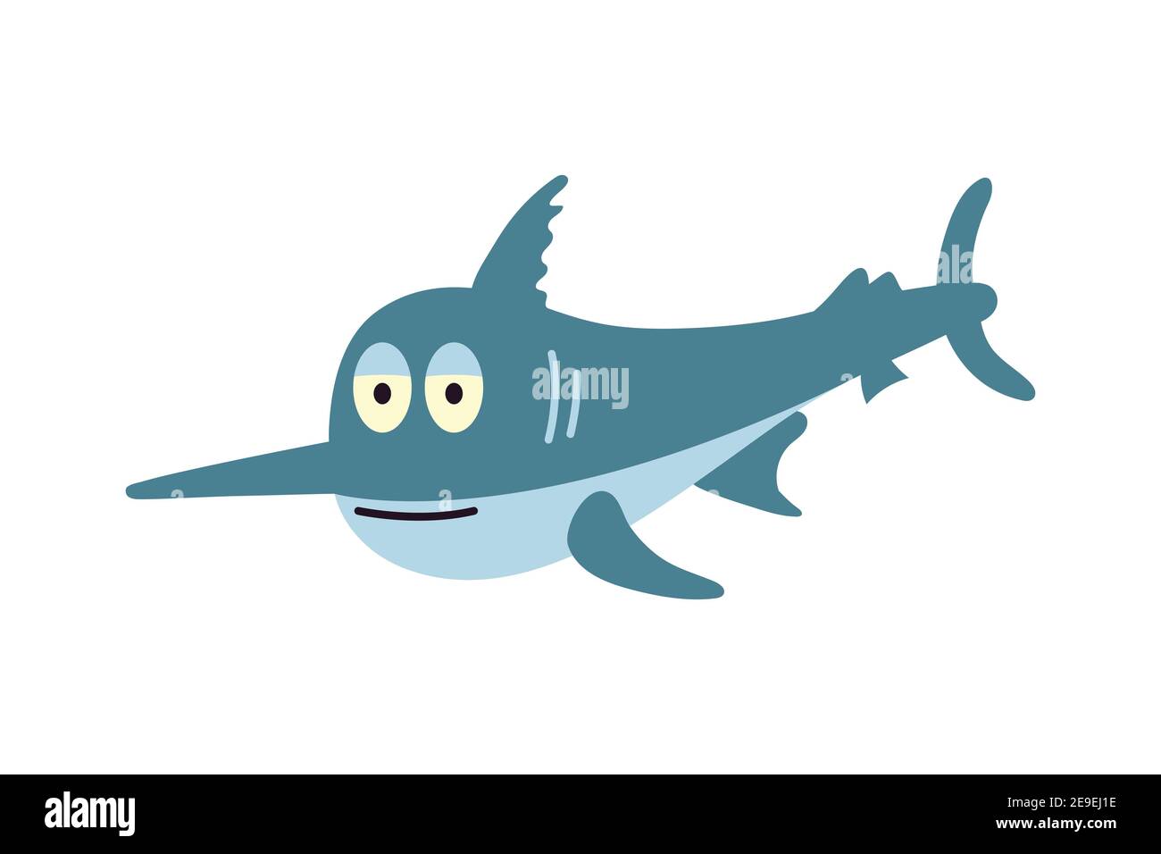 Cartoon happy fish sword. Vector illustration isolated on white ...