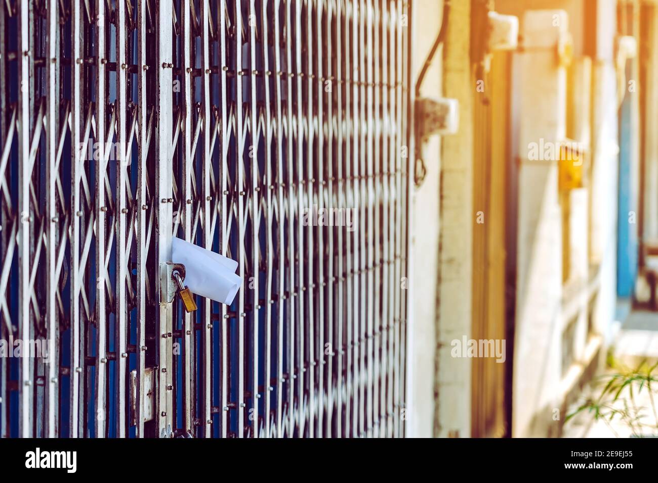 White paper notification attached to closed retractable folding ...