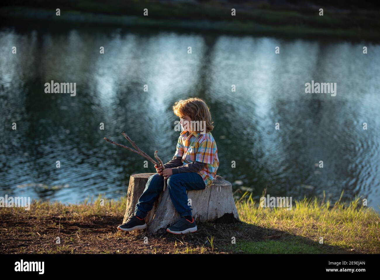 Lonely child. Loneliness kid. Children depression, problems Stock Photo ...