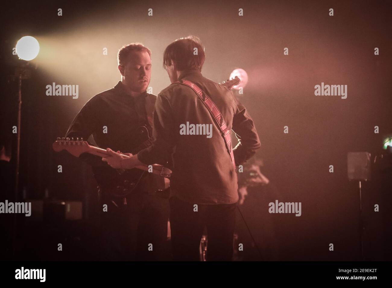 Jack Steadman and Jamie MacColl of Bombay Bicycle Club live on stage at ...