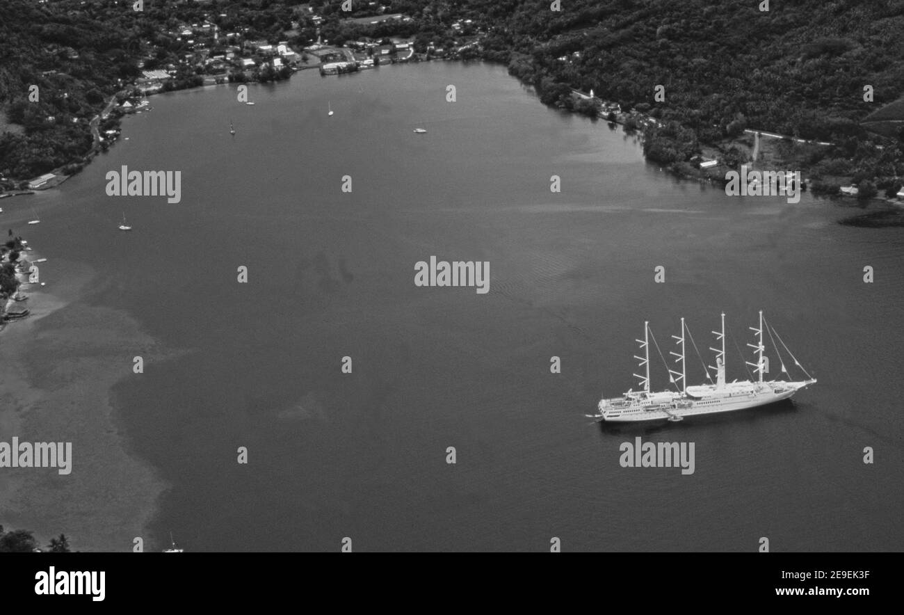 French Polynesia: Cook Bay with Cruise ship ankering on Moorea Island ...