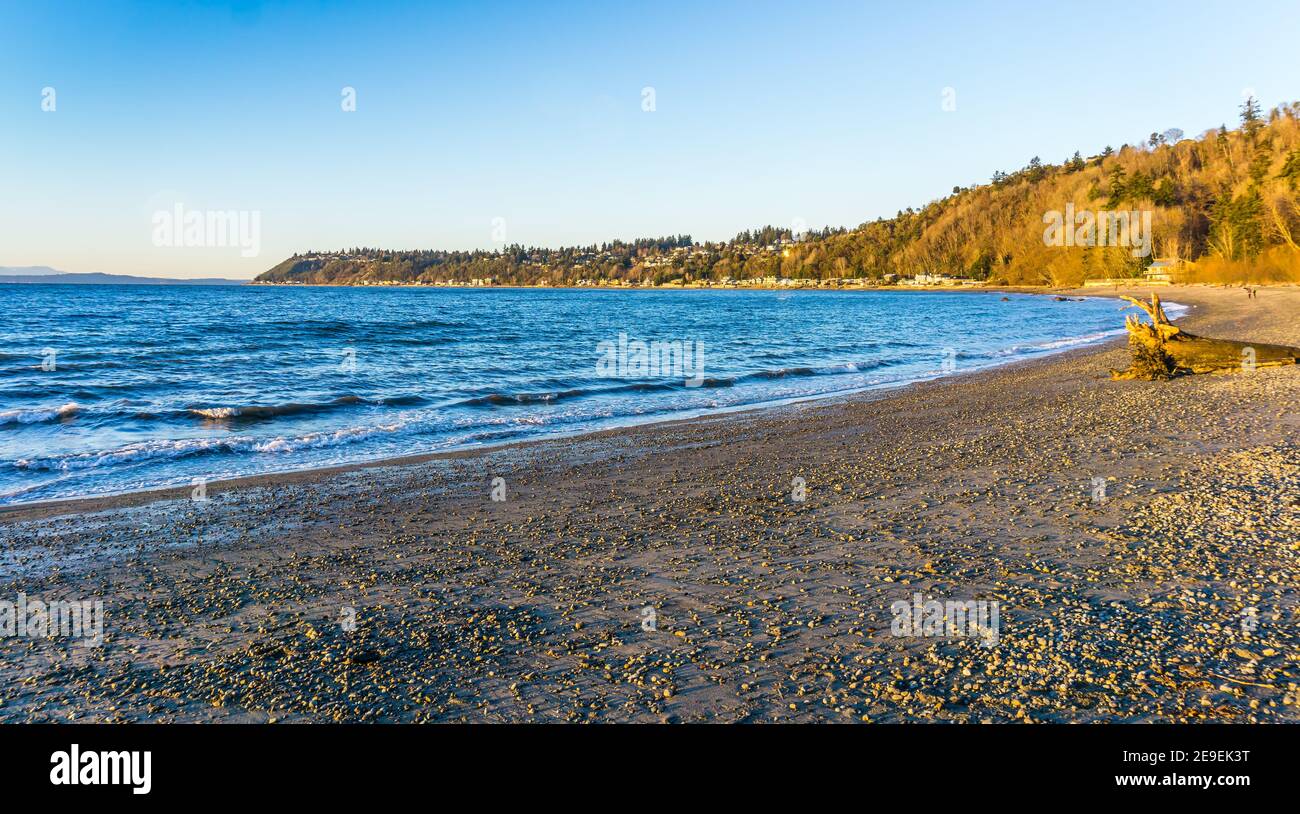A view of the beach at Seahurst Beach Park in Burien, Washington Stock ...