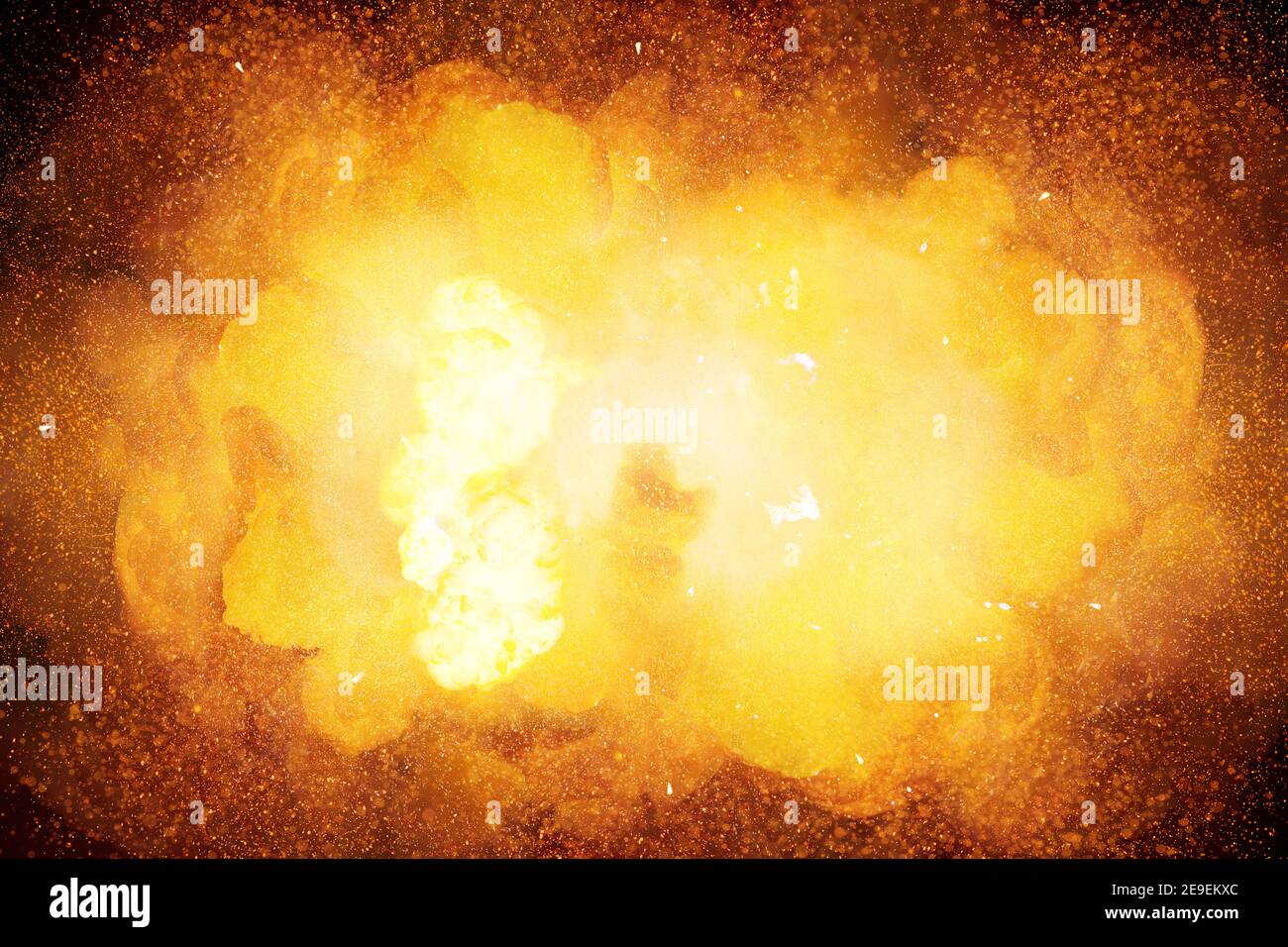 Fiery bomb explosion, orange color with sparks and smoke isolated on ...