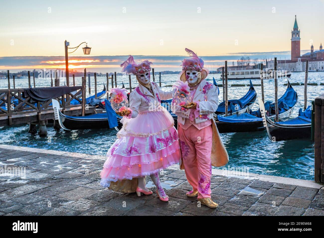 Colorful carnival masks at a traditional festival in Venice, Italy ...