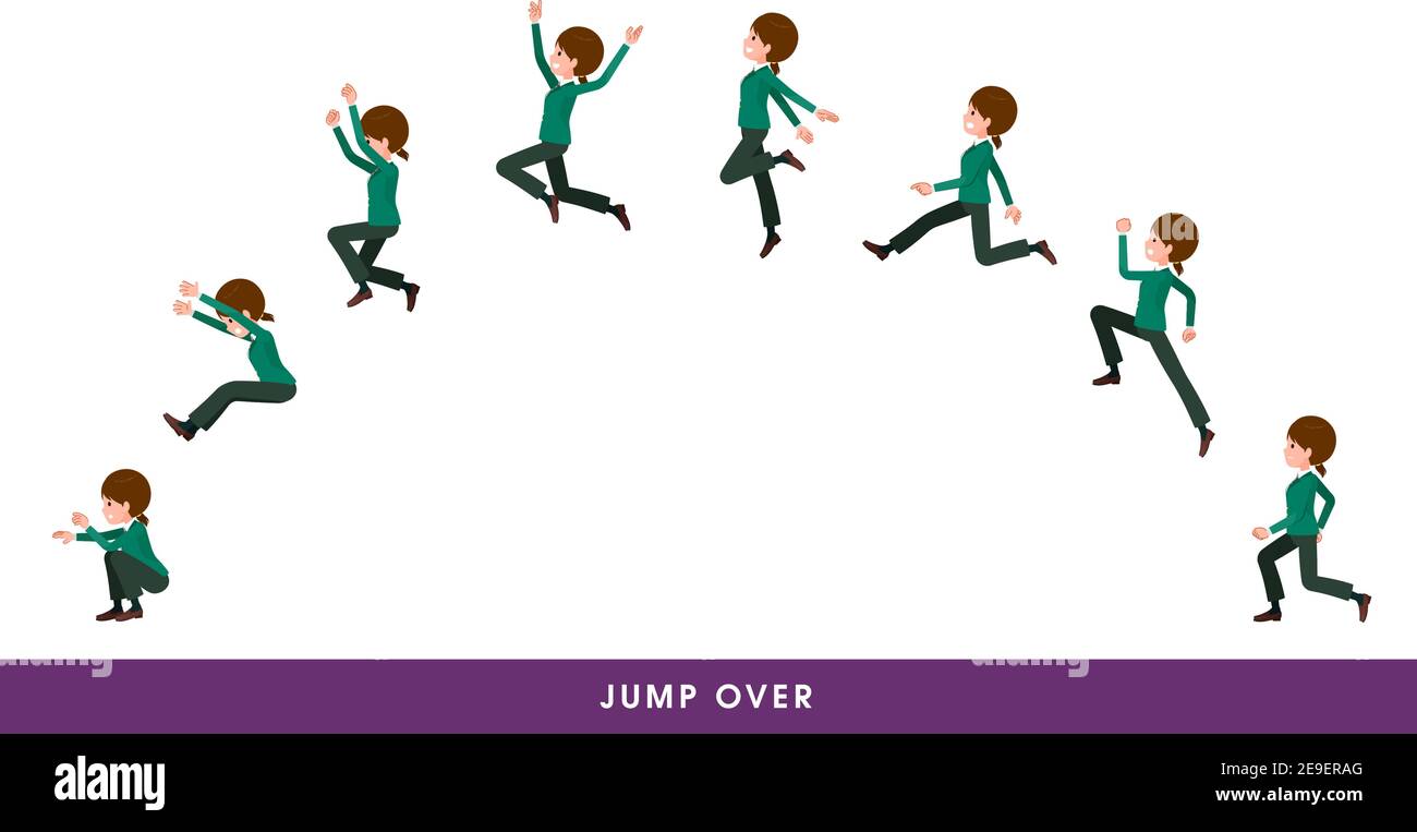 A set of schoolgirl who jump over big.It's vector art so easy to edit ...