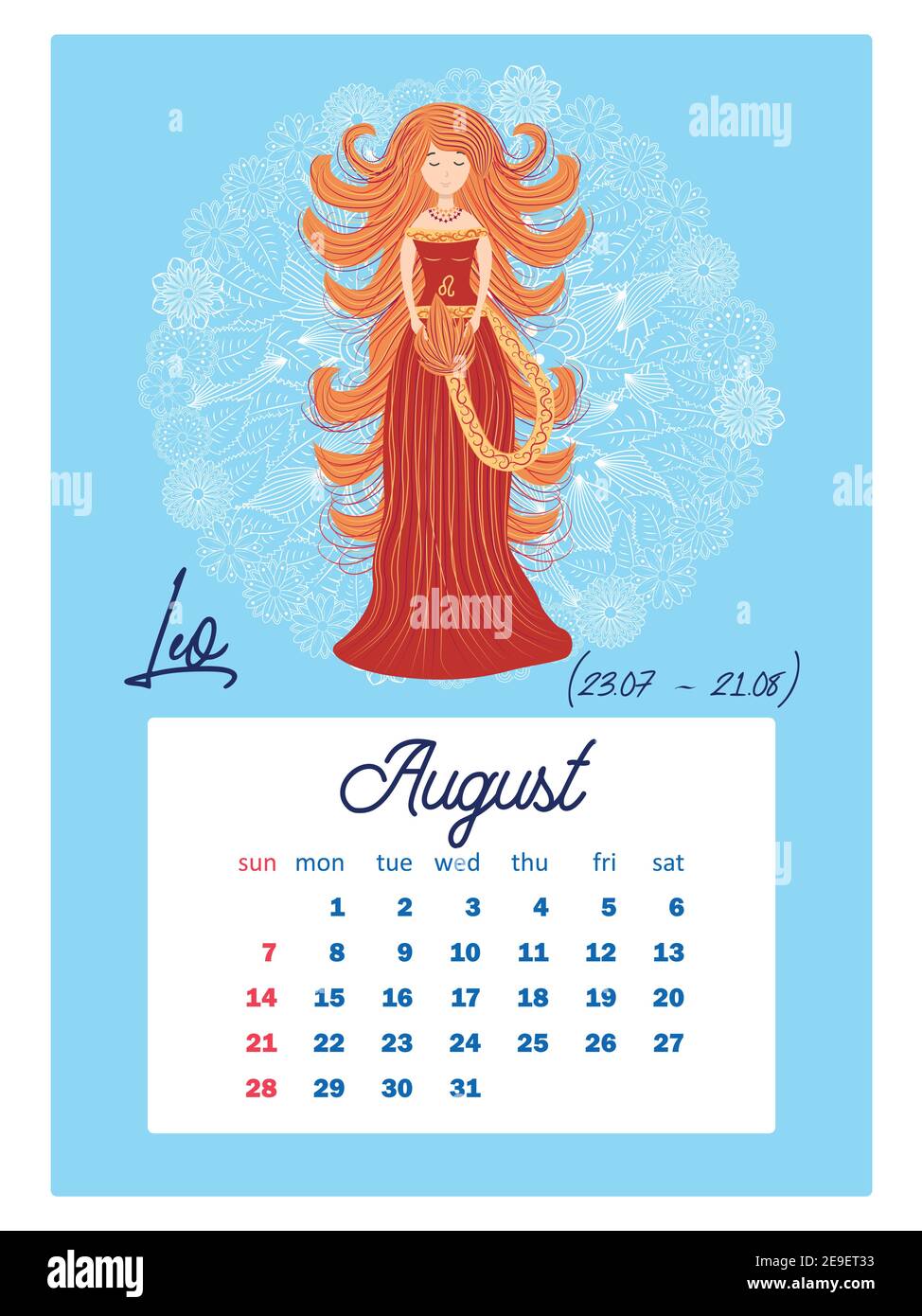 Horoscope Vertical calendar for 2022 with female zodiac signs, week ...