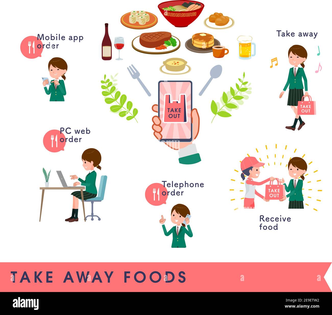 A set of schoolgirl to take away.It's vector art so easy to edit Stock ...