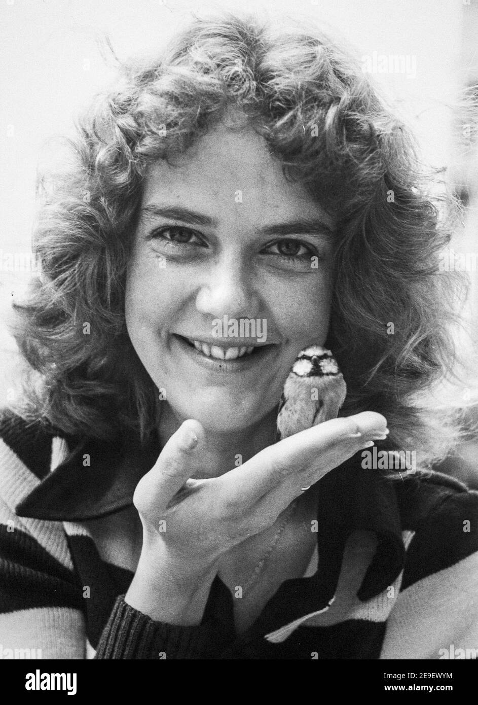 Jennie Russell with an injured Blue Tit after it had flown into an ...