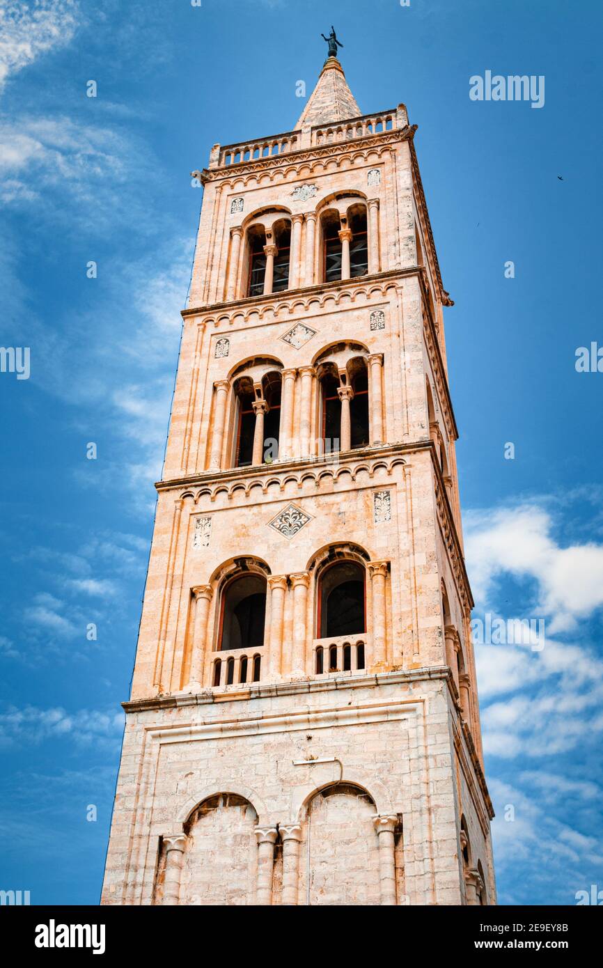 Bell tower of the zadar cathedral of st anastasia hi-res stock ...