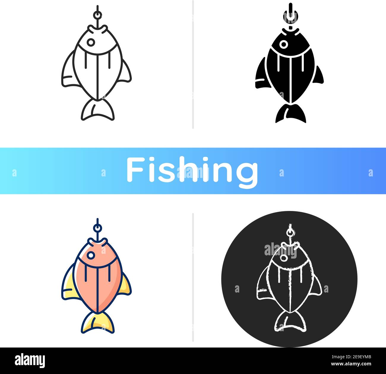Fish on hook icon Stock Vector Image & Art - Alamy