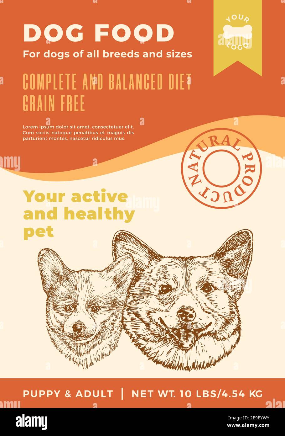 Dog Food Label Template. Abstract Vector Packaging Design Layout ...