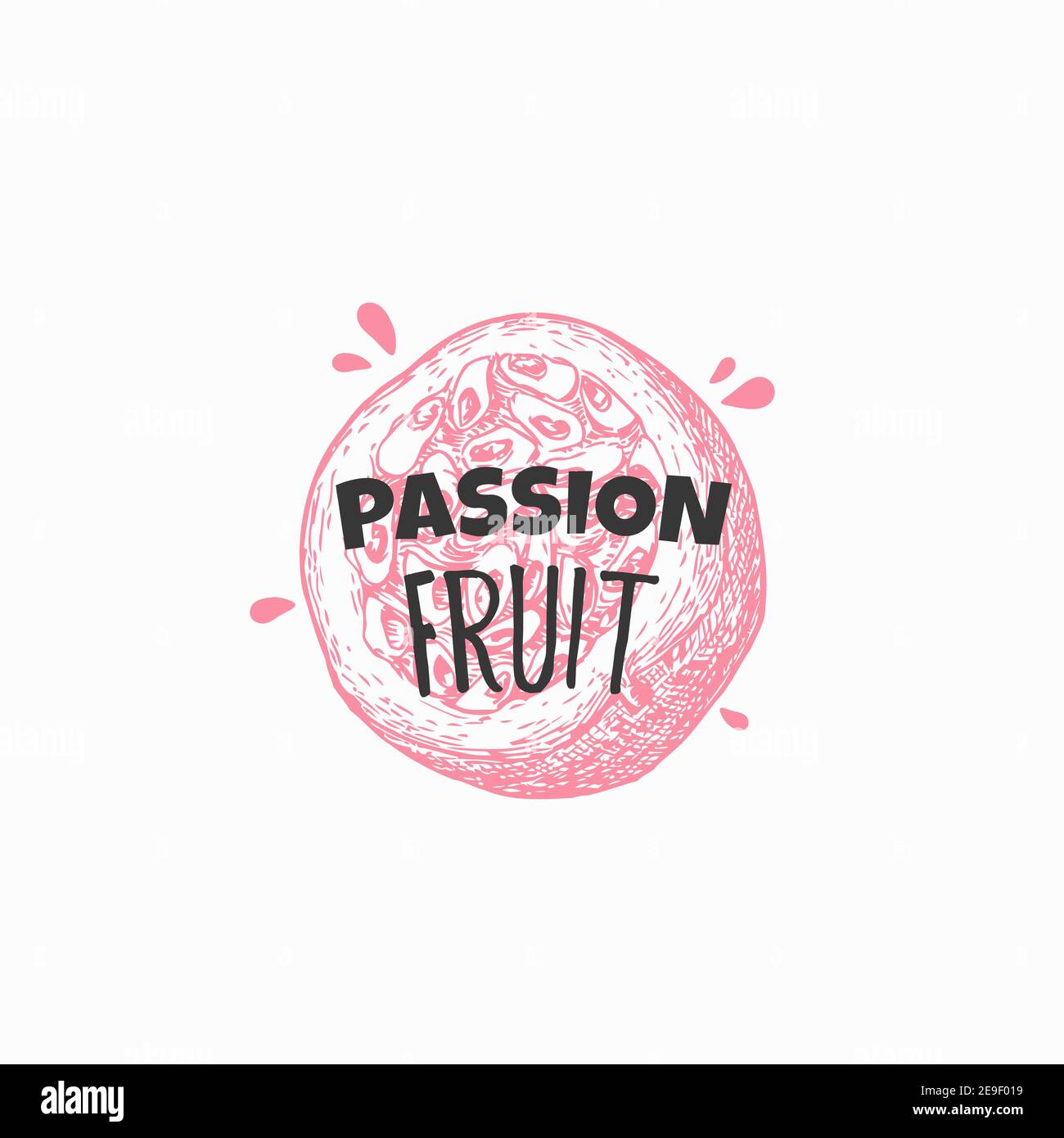 Juicy Fresh Passion Fruit Badge, Label or Logo Template. Hand Drawn ...