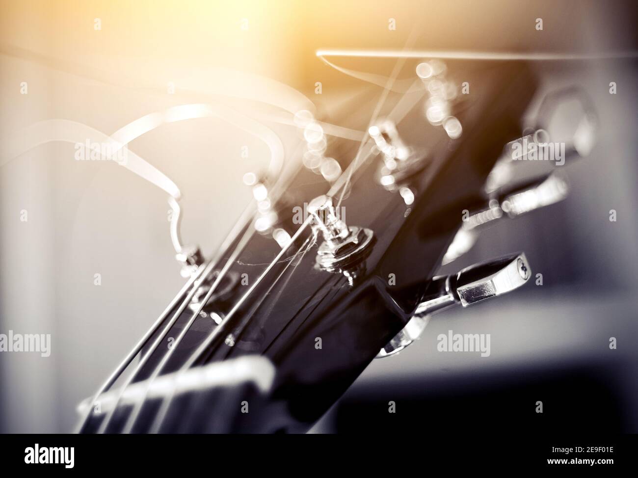 Musical instrument. Detail of a musical instrument. Strings on a guitar ...