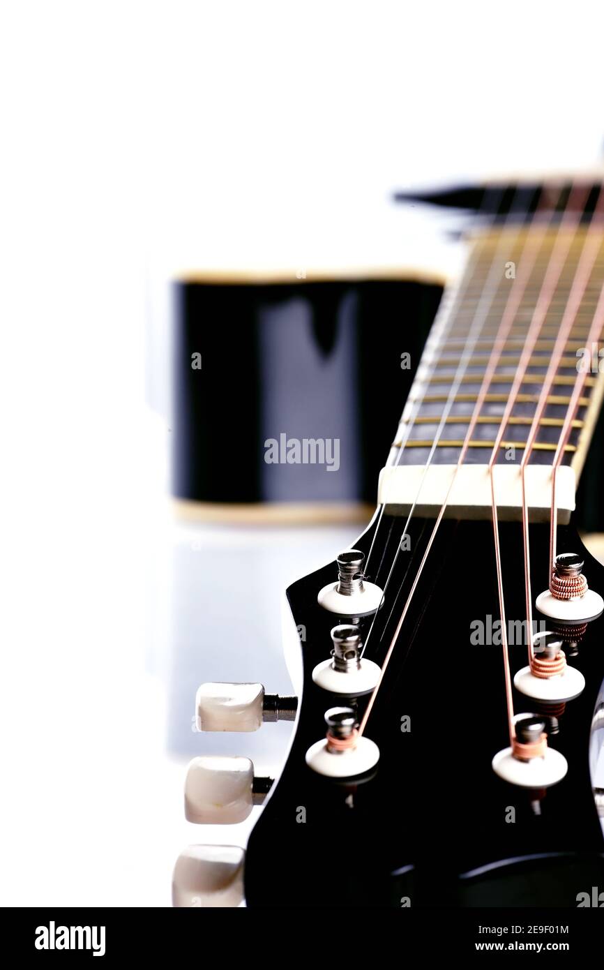 Musical instrument. Detail of a musical instrument. Strings on a guitar ...