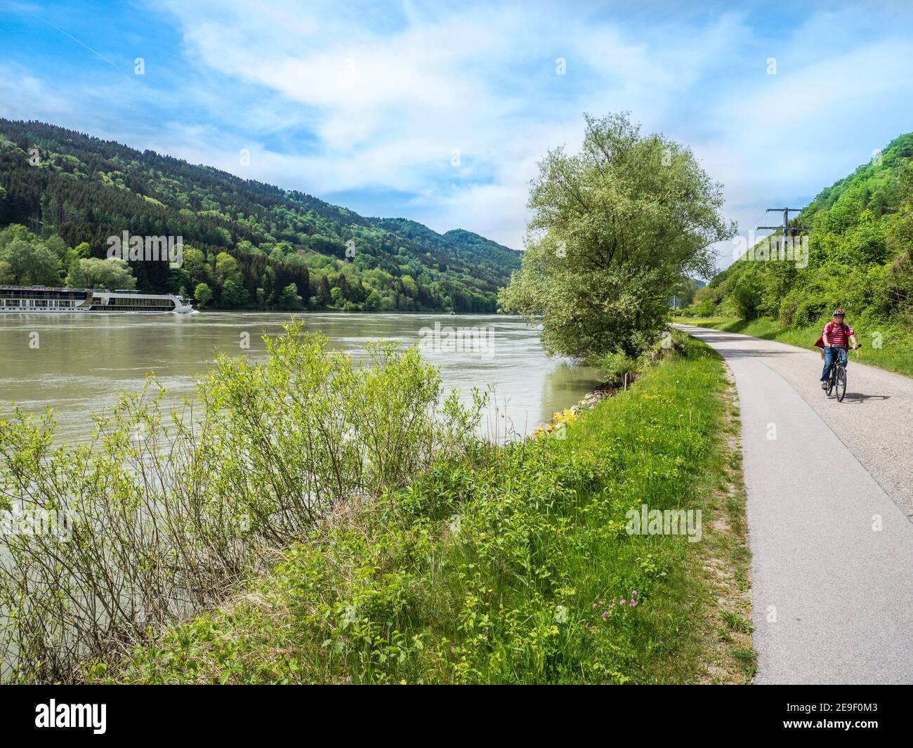 Danube cycle path in spring Stock Photo - Alamy