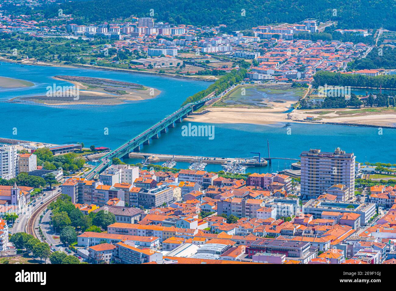 Aerial view of city center of Viana do Castelo, Portugal Stock Photo ...