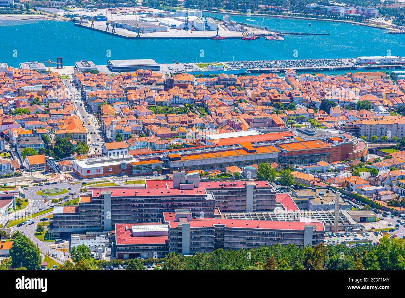 Aerial view of city center of Viana do Castelo, Portugal Stock Photo ...