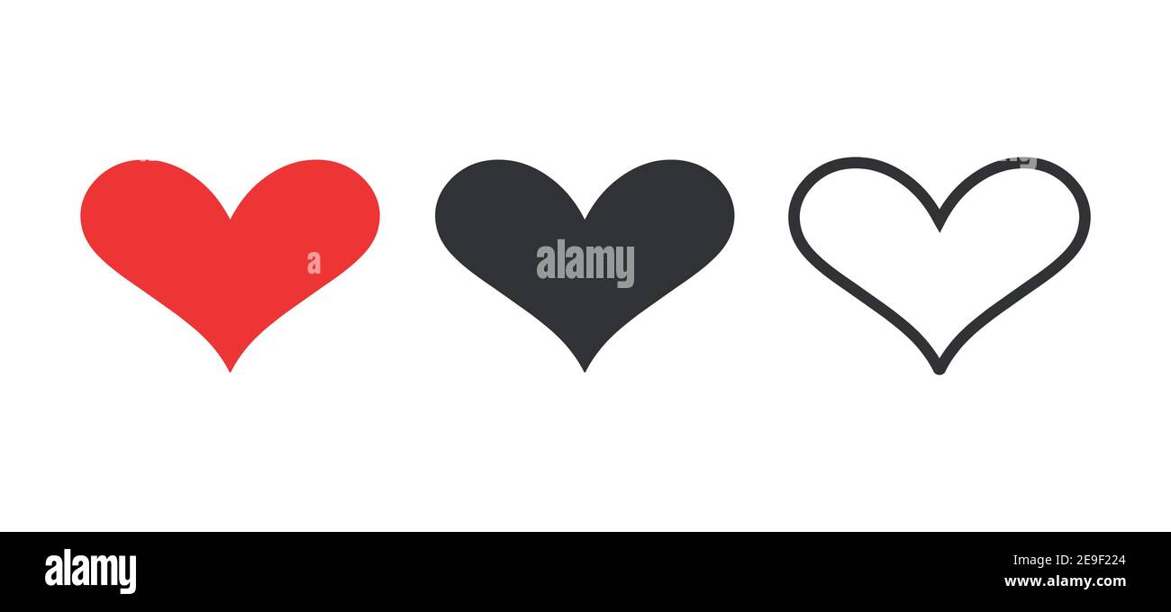Heart symbol set. Simple heart shape vector illustration Stock Vector ...