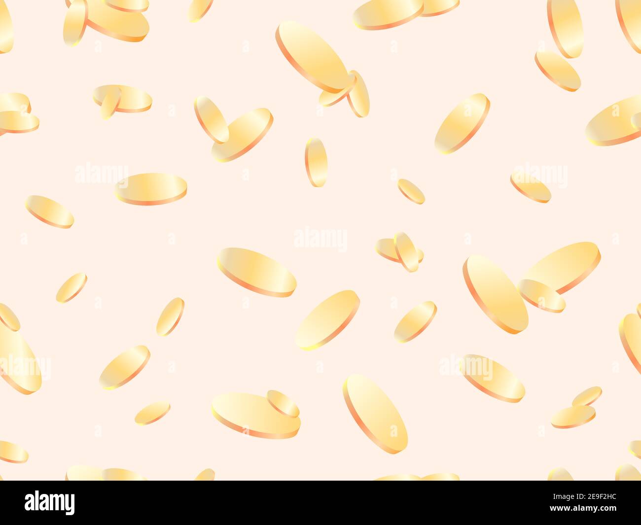 Golden coins seamless pattern. Flying gold coins on a white background ...