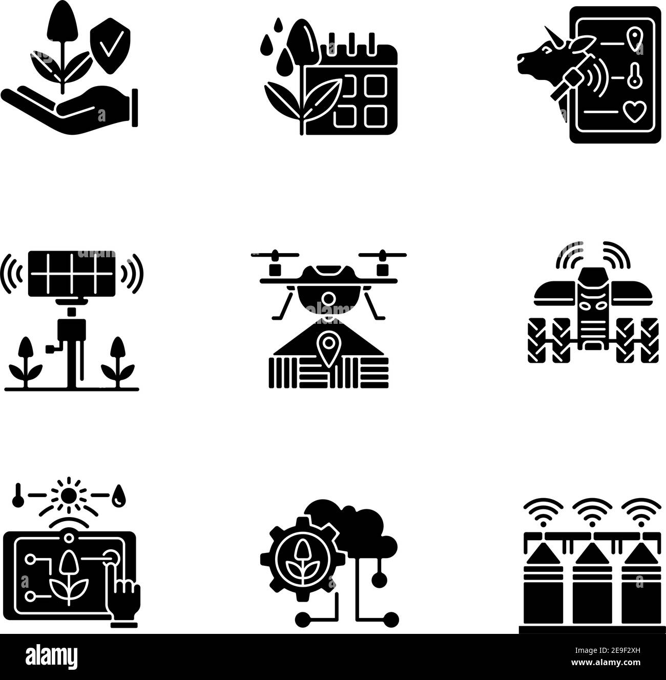 Innovation technology black glyph icons set on white space Stock Vector ...