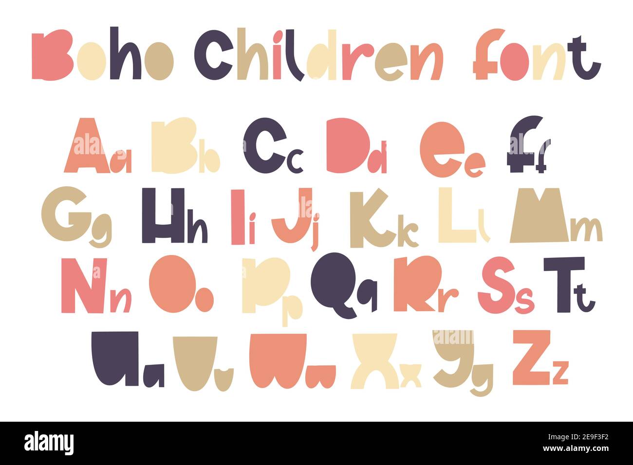 Children font in the cartoon style. Colorful typography. Vector ...
