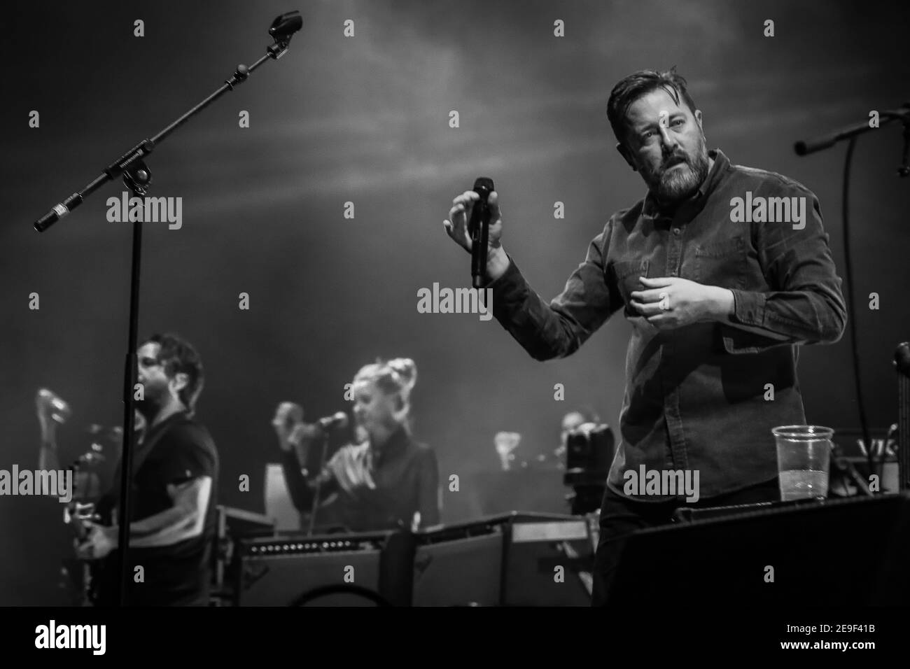Guy Garvey of Elbow performing live on stage at the O2 Arena in London ...