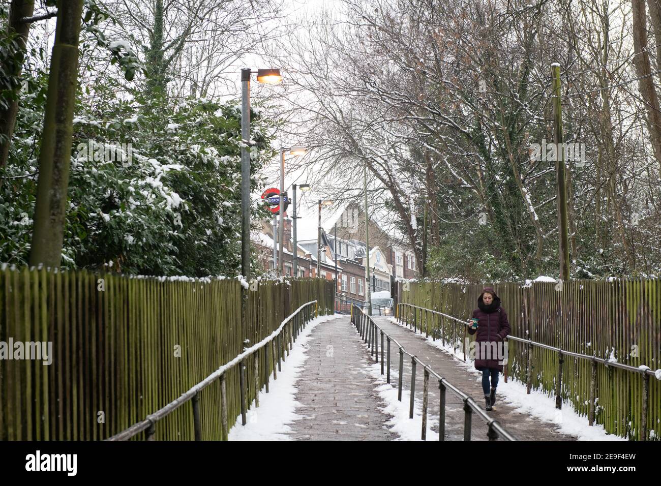 London snow. High Barnet station, Northern Line. January 24, 2021. NB ...